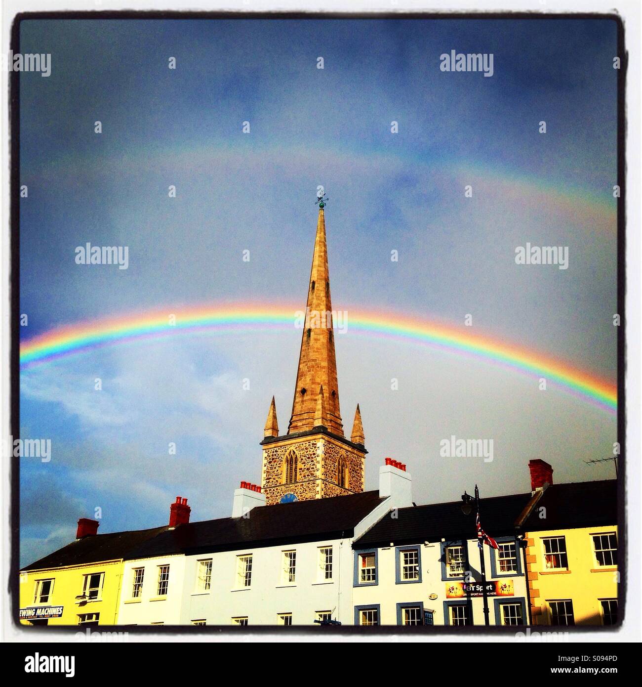 Rainbow over church hi-res stock photography and images - Alamy