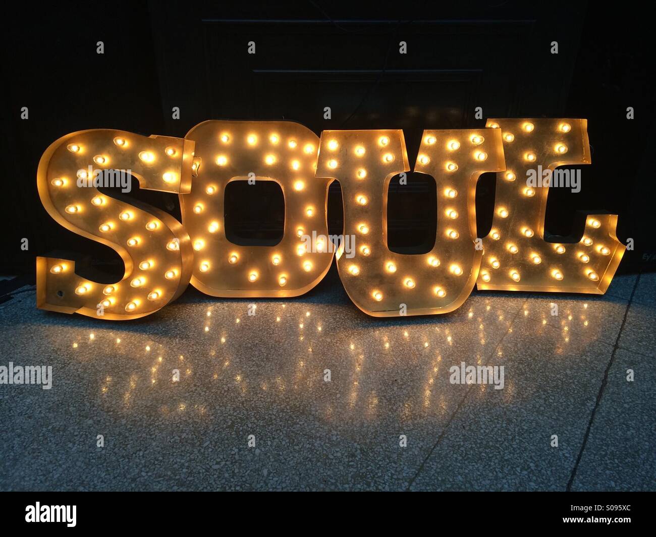 Metal soul sign with lights Stock Photo - Alamy