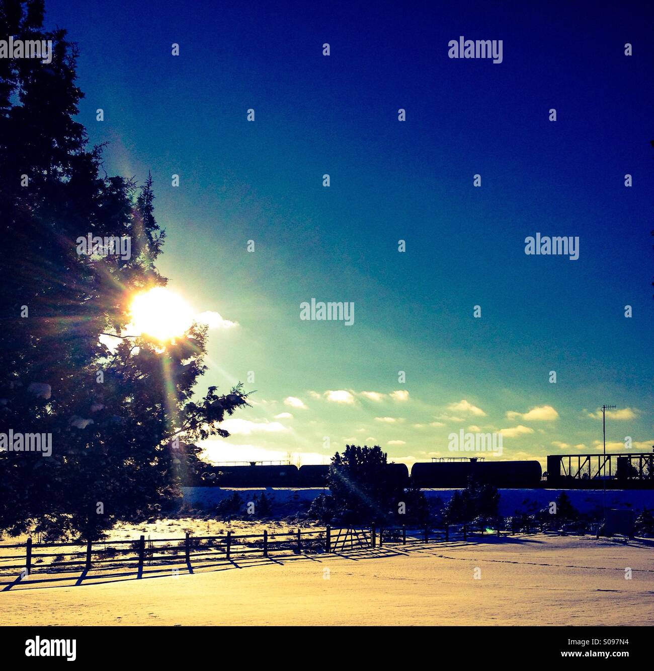 Train in central Oregon Stock Photo - Alamy