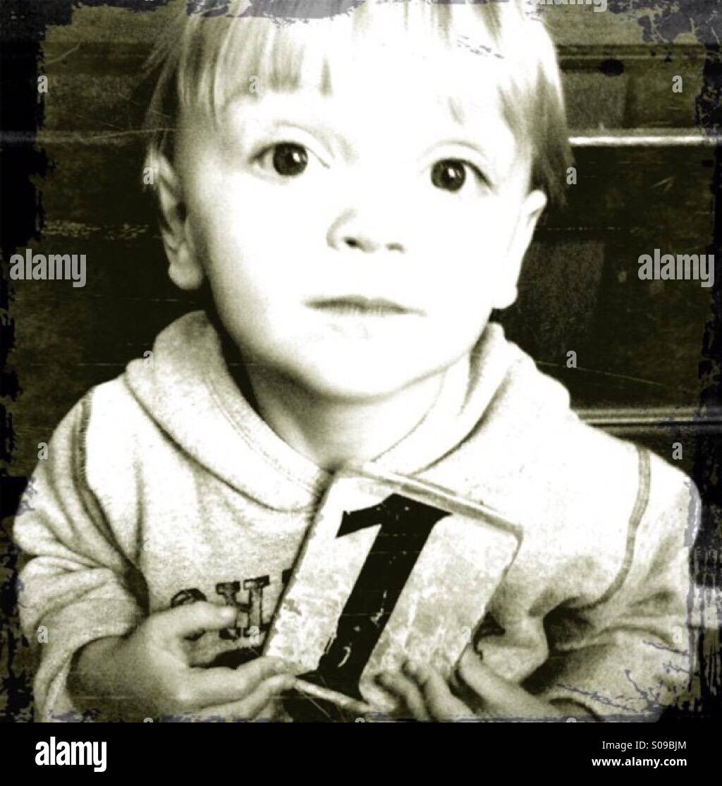Boy with number 1 Stock Photo - Alamy