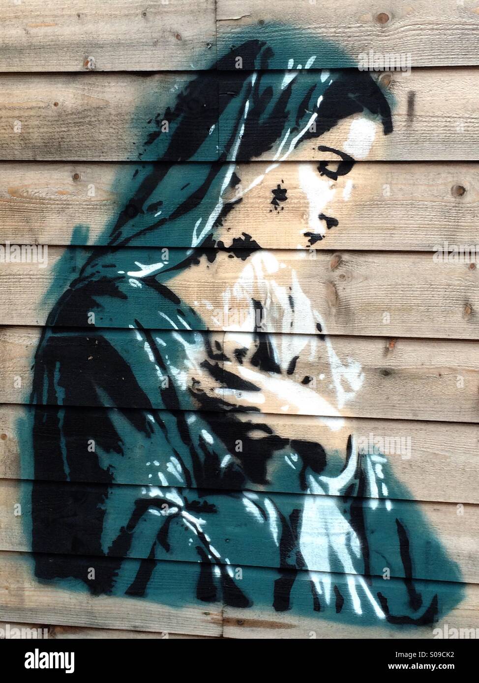 Maria Street Art painted on a temperary building wall surounding Maria ...