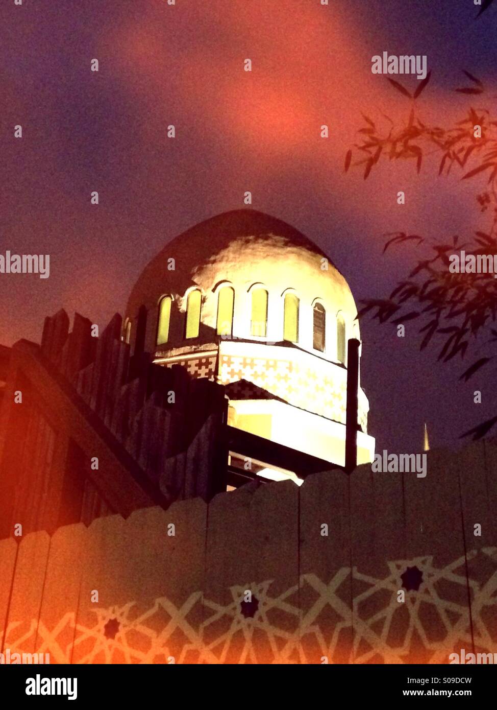 The Cincinnati Zoo's elephant house at night with light leaks Stock ...