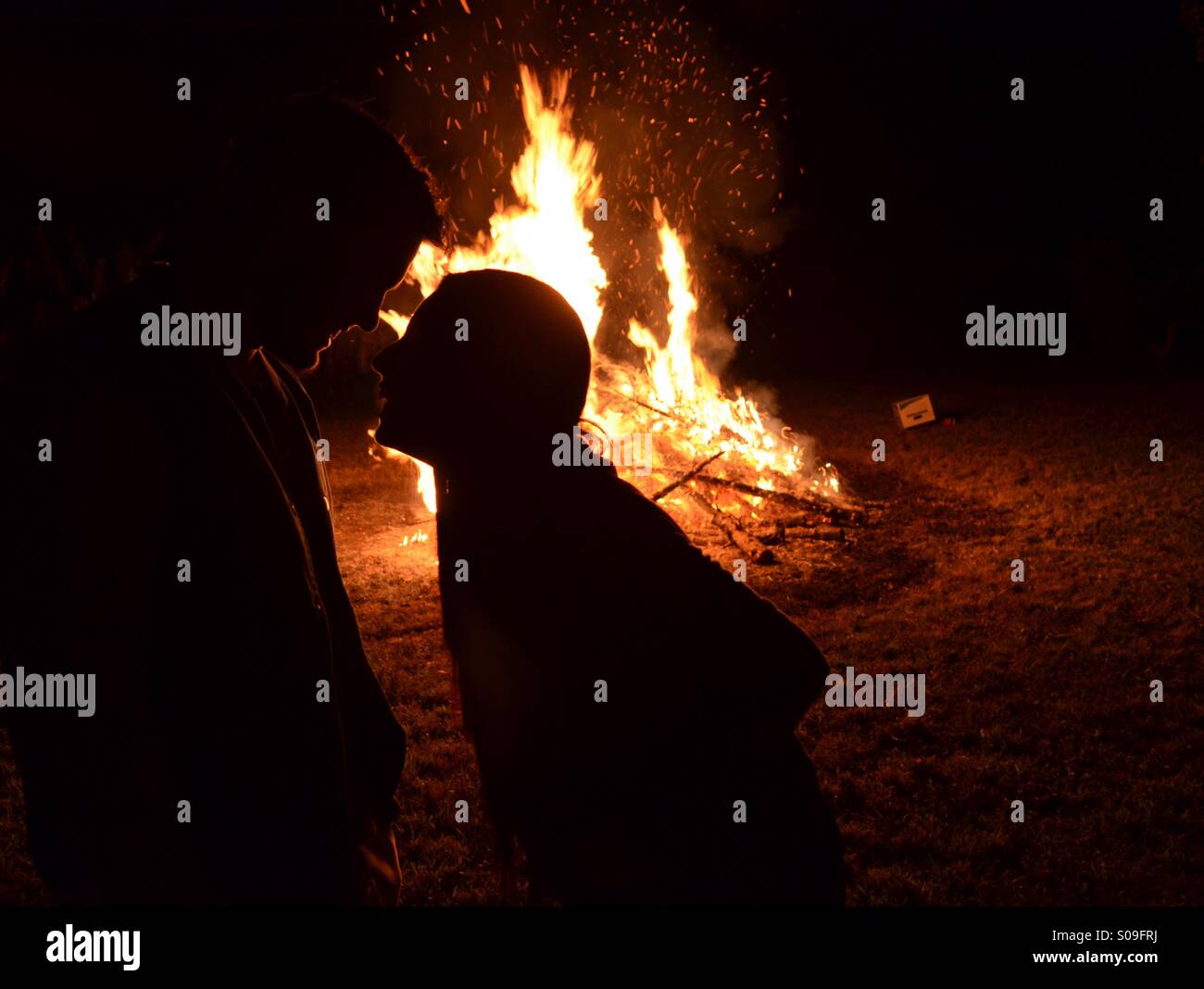 Picture I took of my best friend & her boyfriend at a bonfire Stock ...