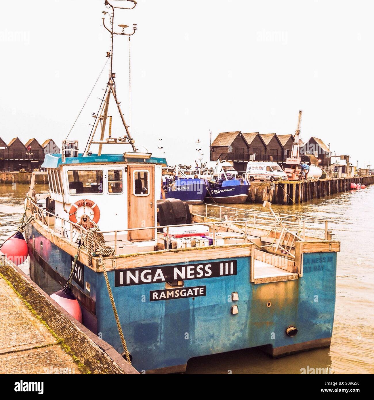 Inga Ness III fishing boat in Whitstable harbour Stock Photo - Alamy