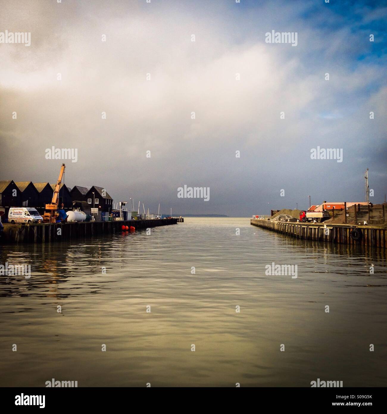 Storm Brewing in Whitstable harbour Stock Photo - Alamy