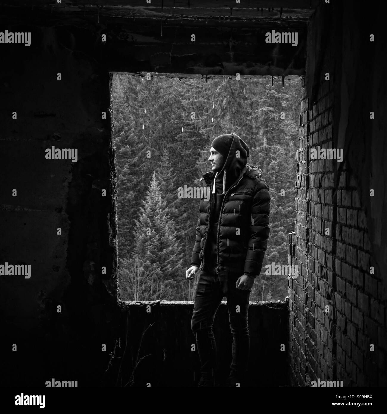 Portrait in square Stock Photo - Alamy