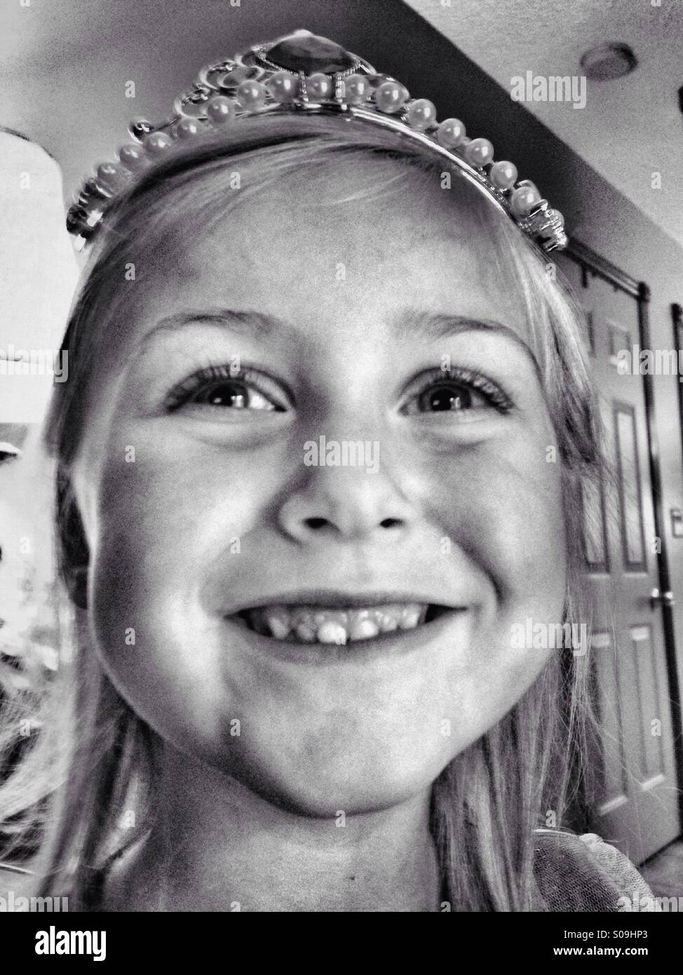 A smiling princess (b/w Stock Photo - Alamy