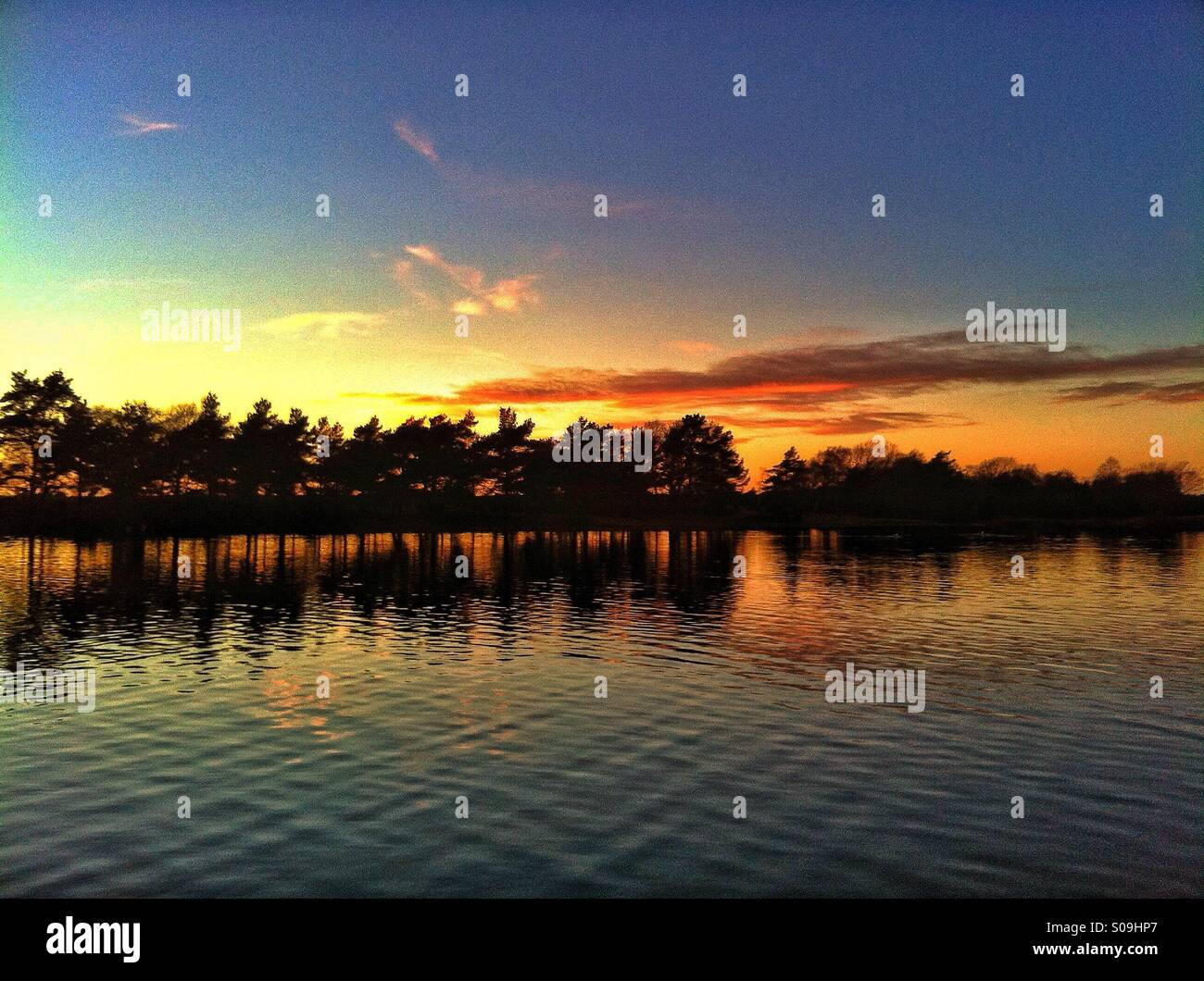 Sunset at hatchet pond Stock Photo - Alamy