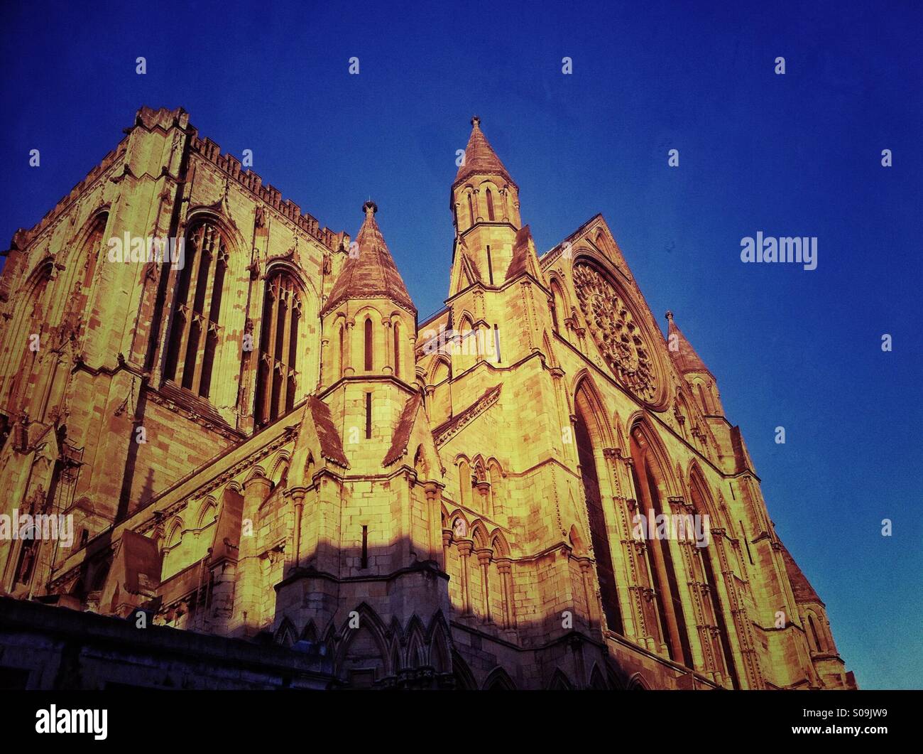 Central Tower and Rose Window York Minster North Yorkshire England UK ...