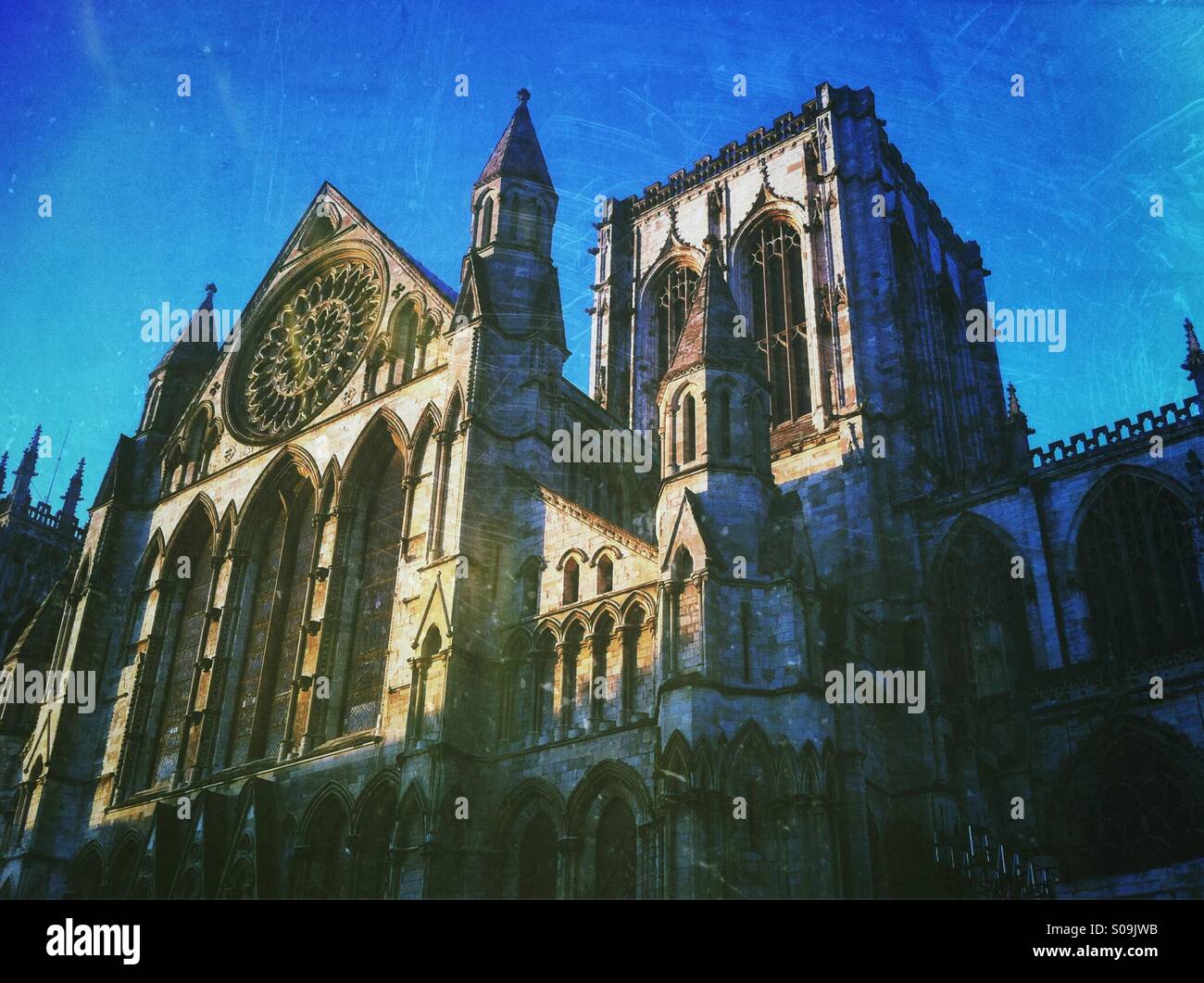 Central Tower and Rose Window York Minster North Yorkshire England UK ...