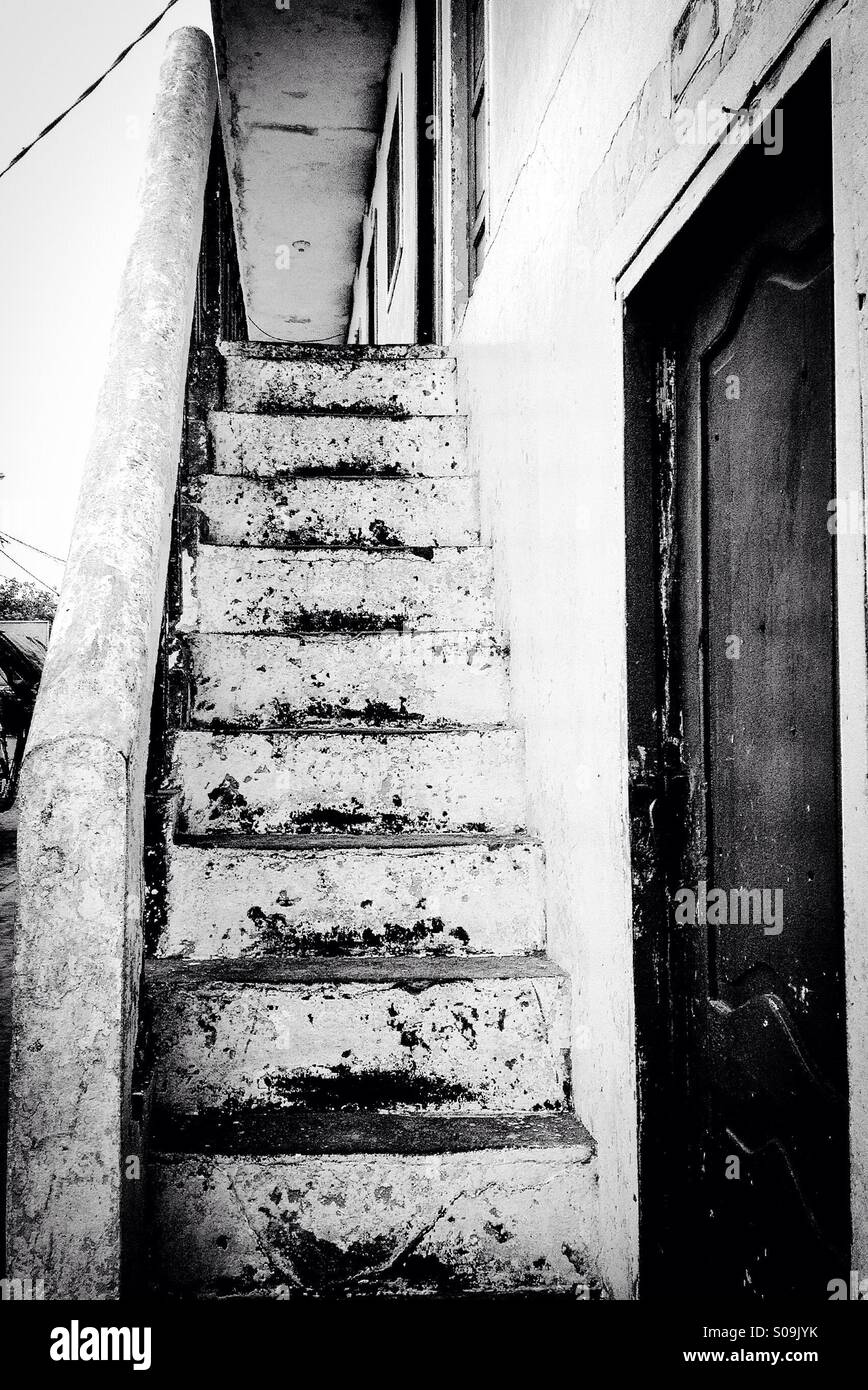 Ladders with a door Stock Photo - Alamy