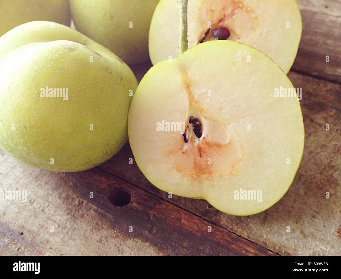 Pears, cut and whole Stock Photo - Alamy