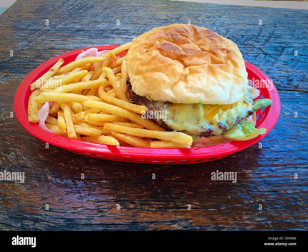 Burger and chips Stock Photo - Alamy