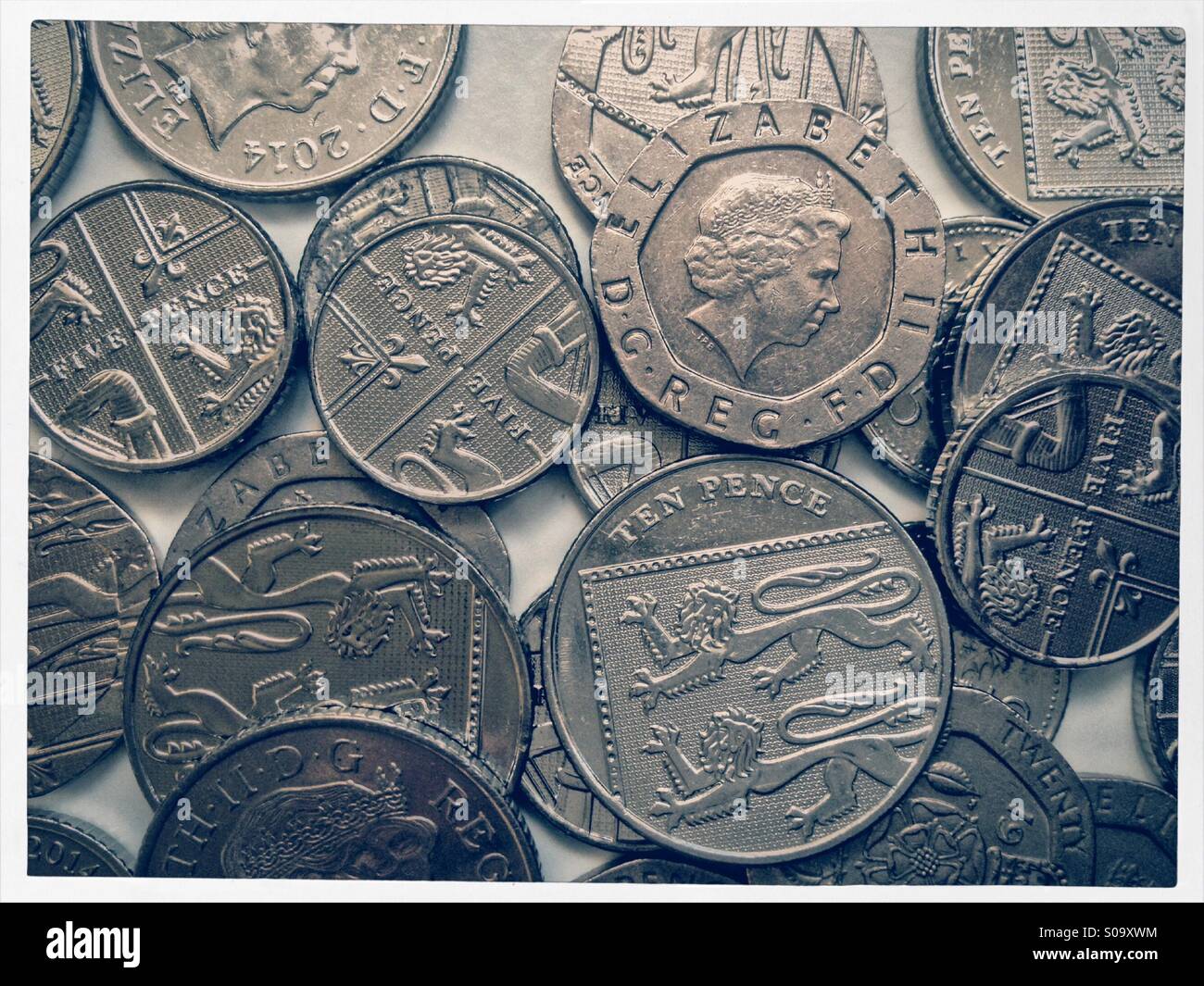 Five 10p coins hi-res stock photography and images - Alamy