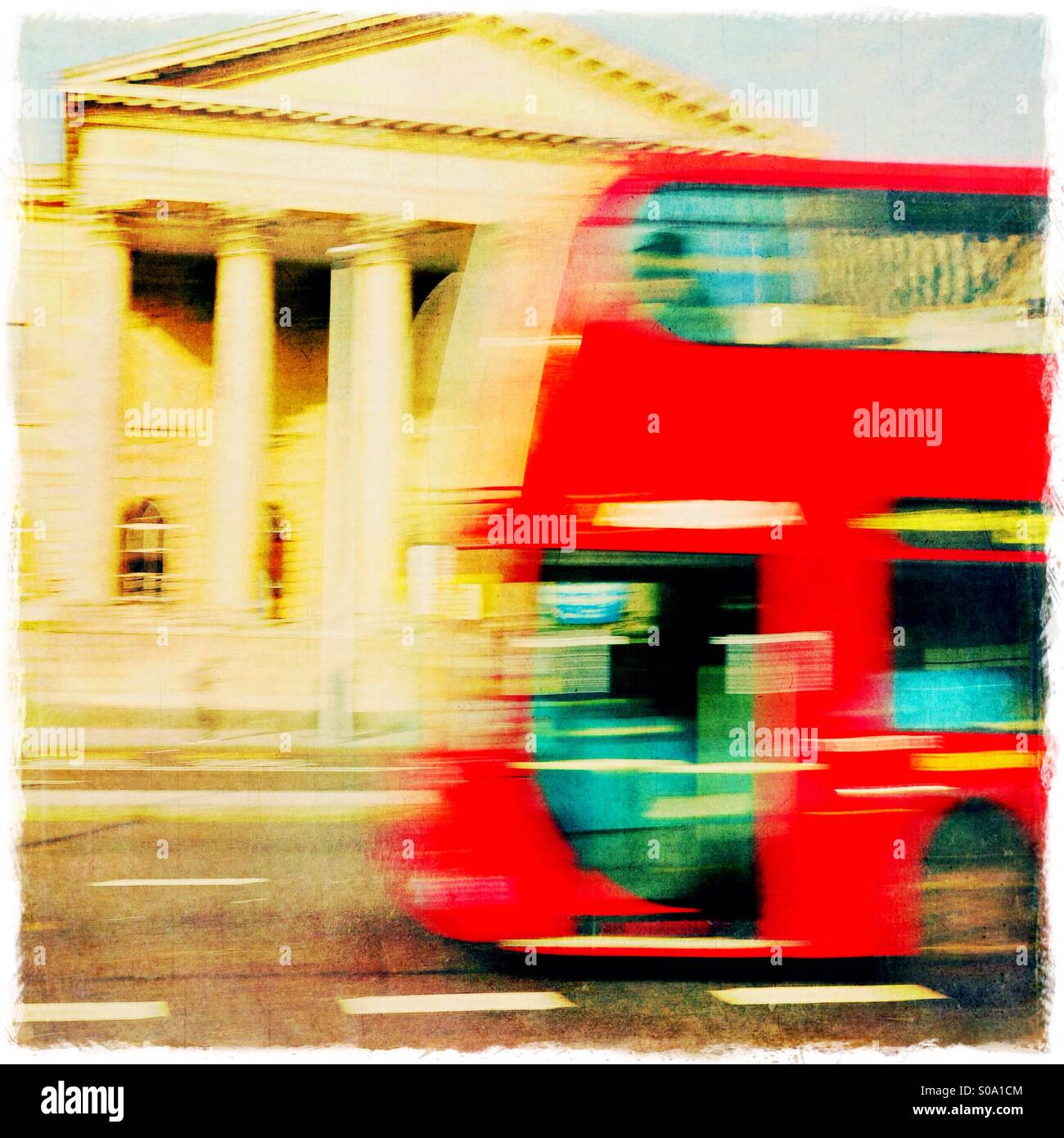 A blurred London Bus in central London UK Stock Photo - Alamy