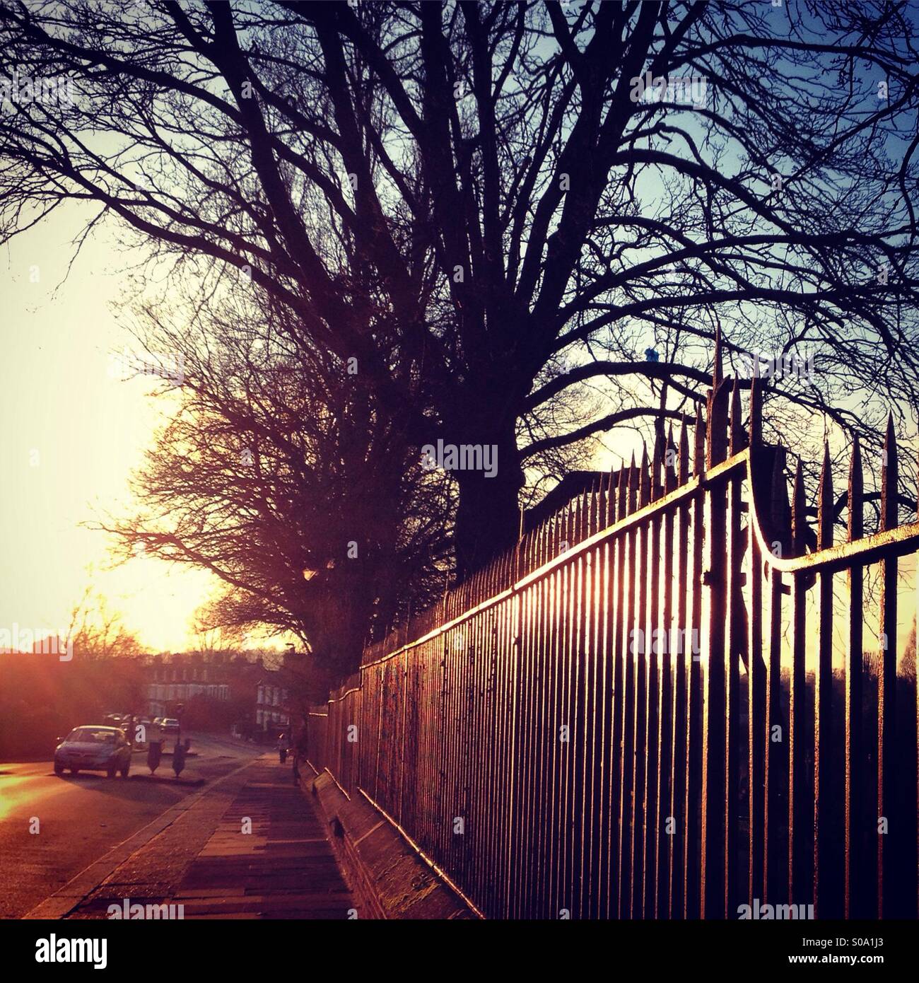 Pavement and railings Stock Photo - Alamy