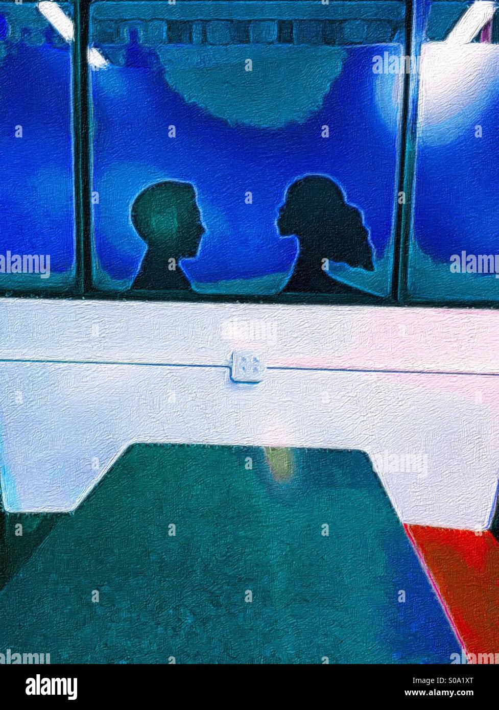 Blue. An artist’s rendition of a couple’s connection. Face to face ...