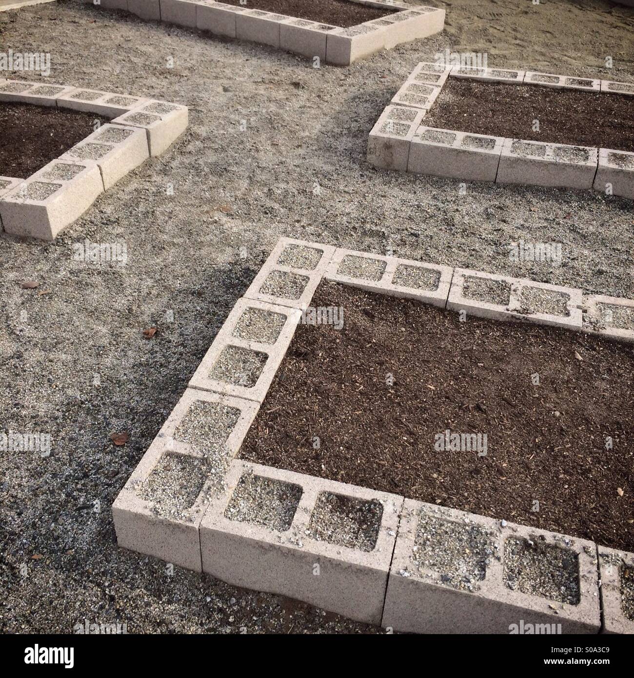 Simple block planter boxes. Photo by Johanna Coyne Stock Photo - Alamy