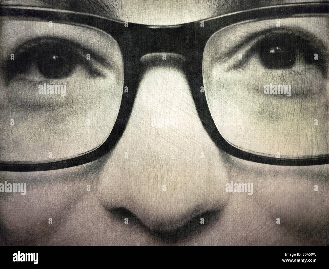 Nerdy woman wearing glasses hi-res stock photography and images - Alamy