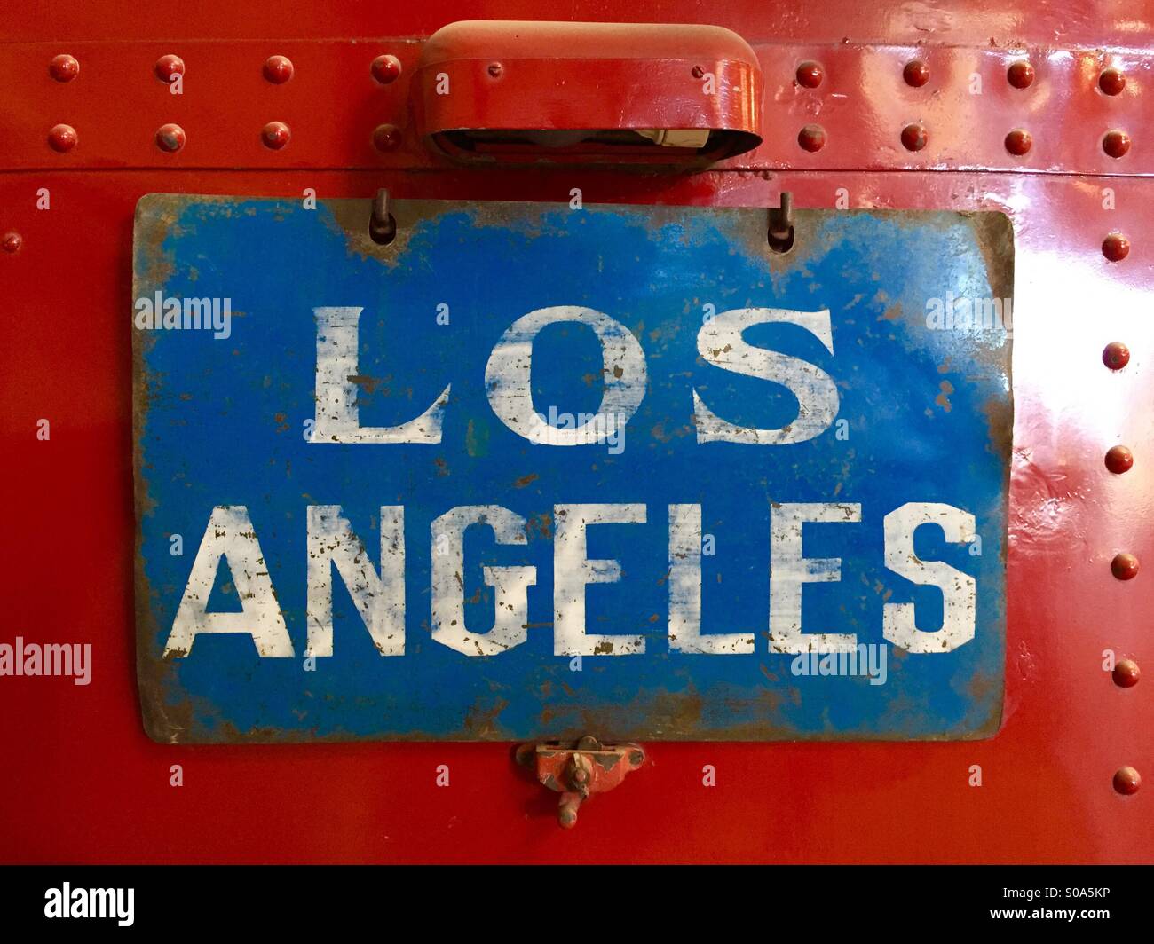A destination stop sign for a train to Los Angeles Stock Photo - Alamy