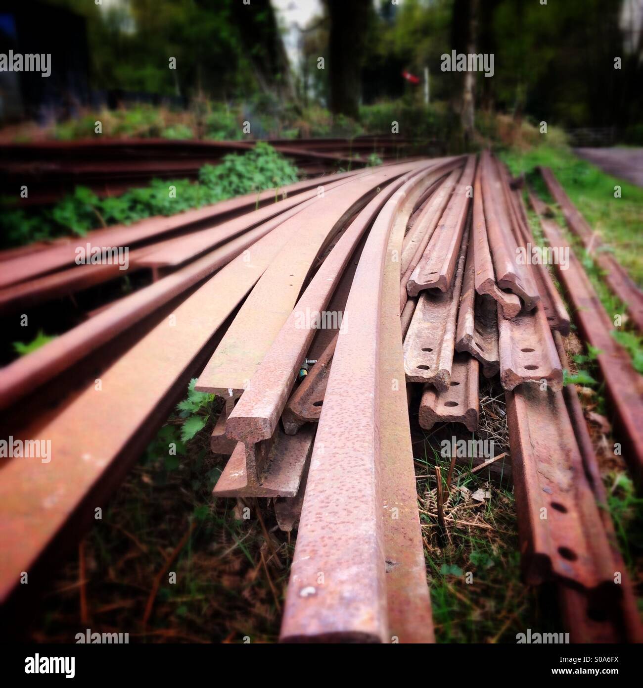 Old rusty iron railway lines Stock Photo - Alamy