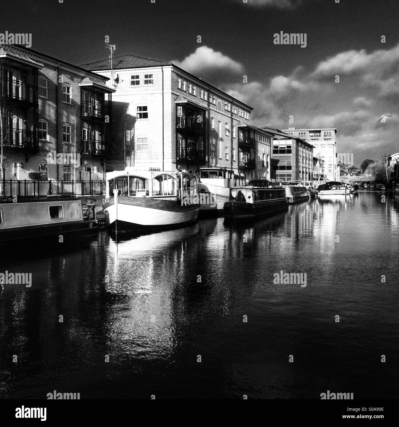 Birmingham narrow boats Black and White Stock Photos & Images - Alamy