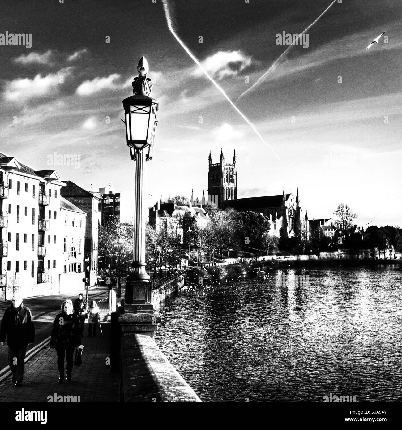 Worcester cathedral view Black and White Stock Photos & Images - Alamy