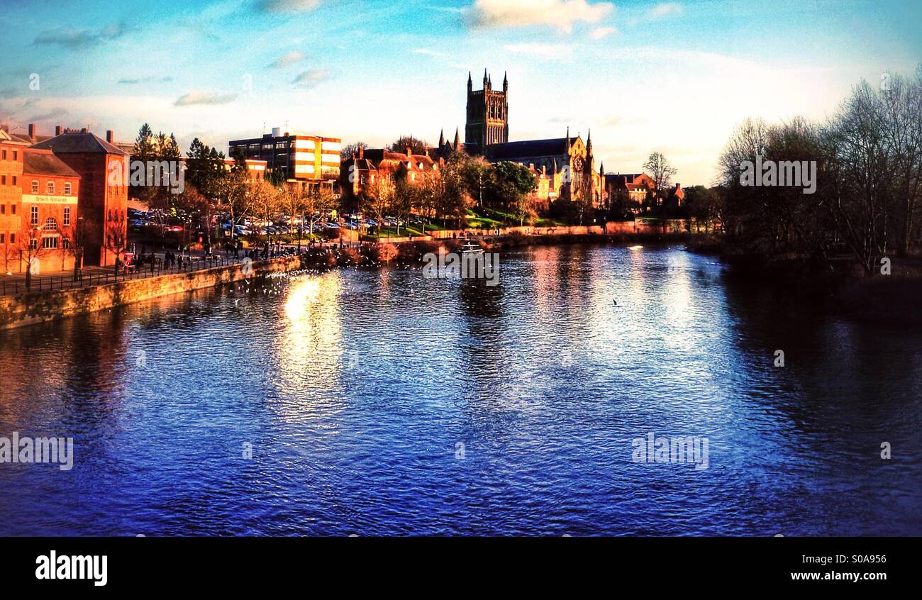 Worcester,Worcestershire,river,Severn,river Severn,cathedral,Worcester ...
