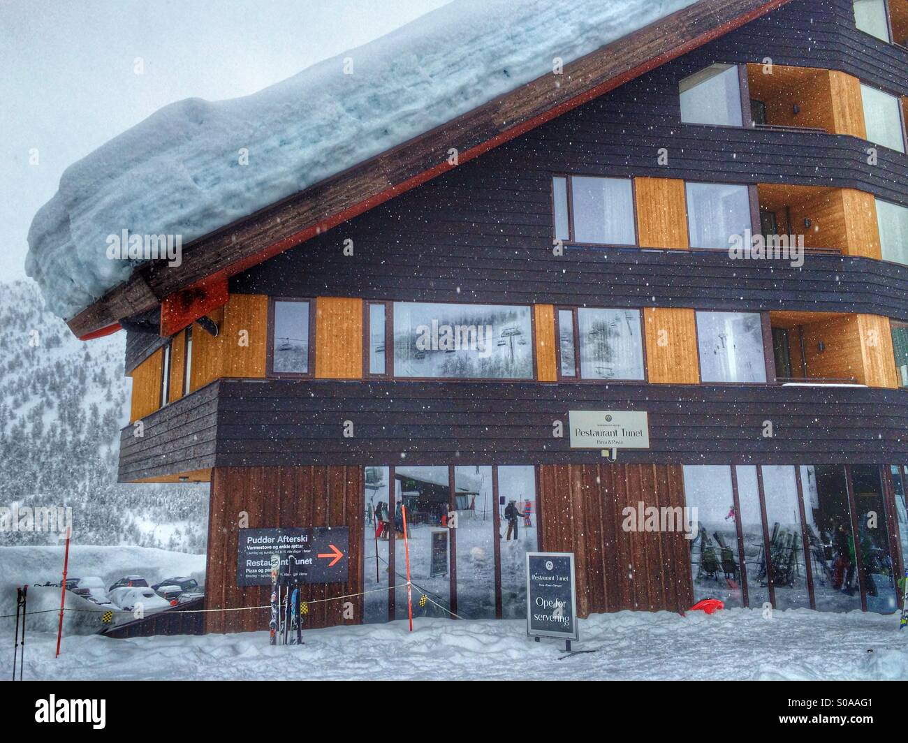 Three meter of snow covering the roof of hotel in Norway Stock Photo ...