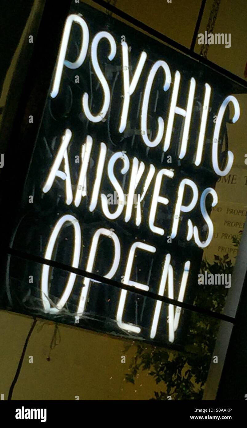 Psychic neon sign Stock Photo - Alamy