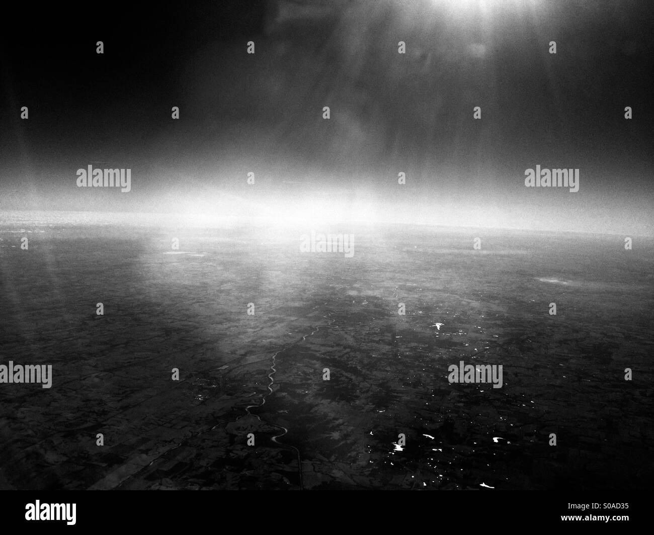 Aerial view land and sky glow Stock Photo - Alamy