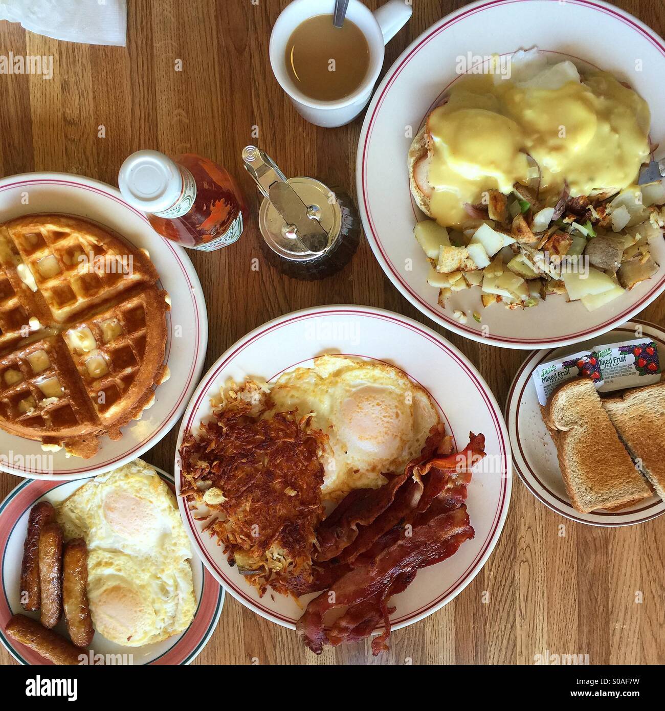 Breakfast on table Stock Photo - Alamy