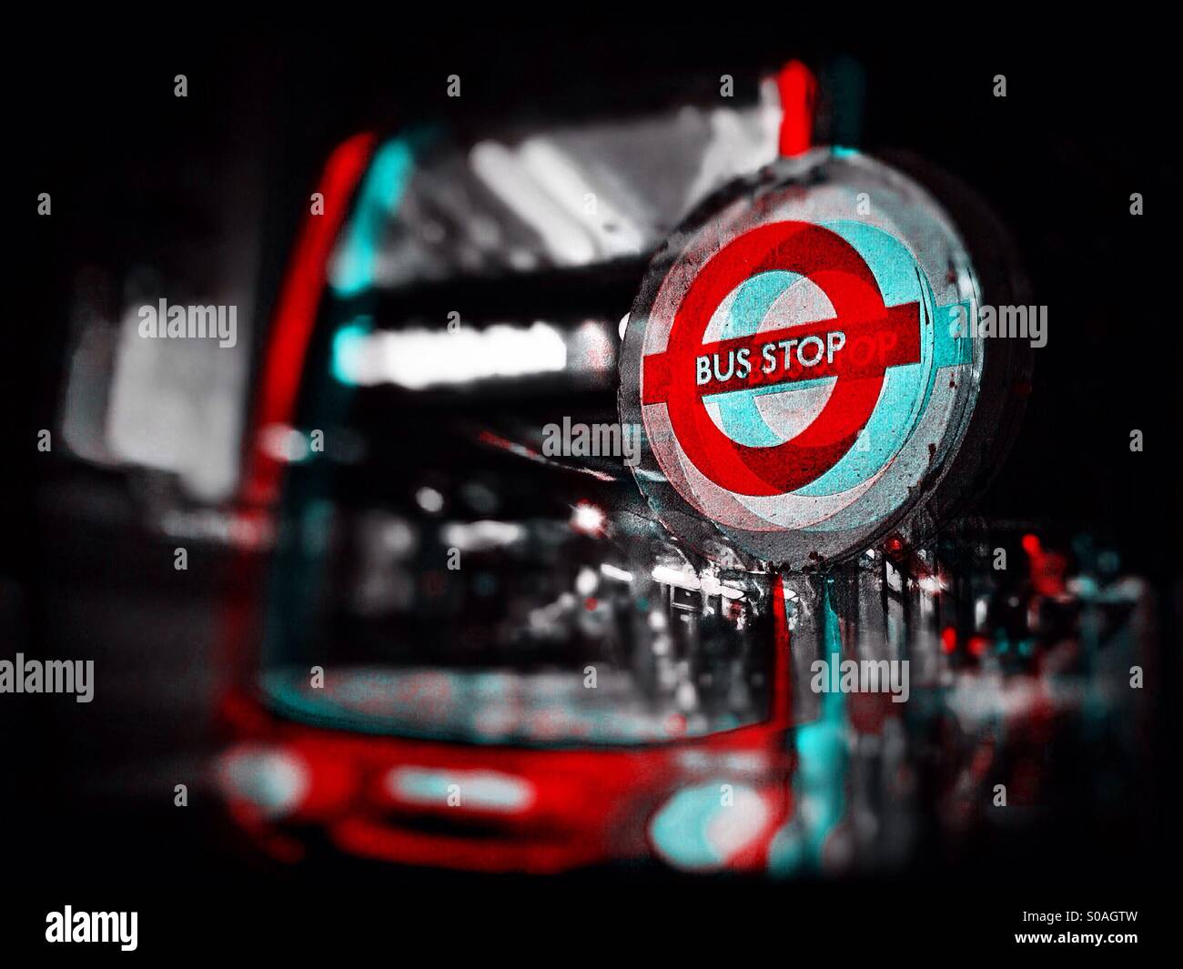 Bus stop showing double decker bus, London, UK Stock Photo - Alamy