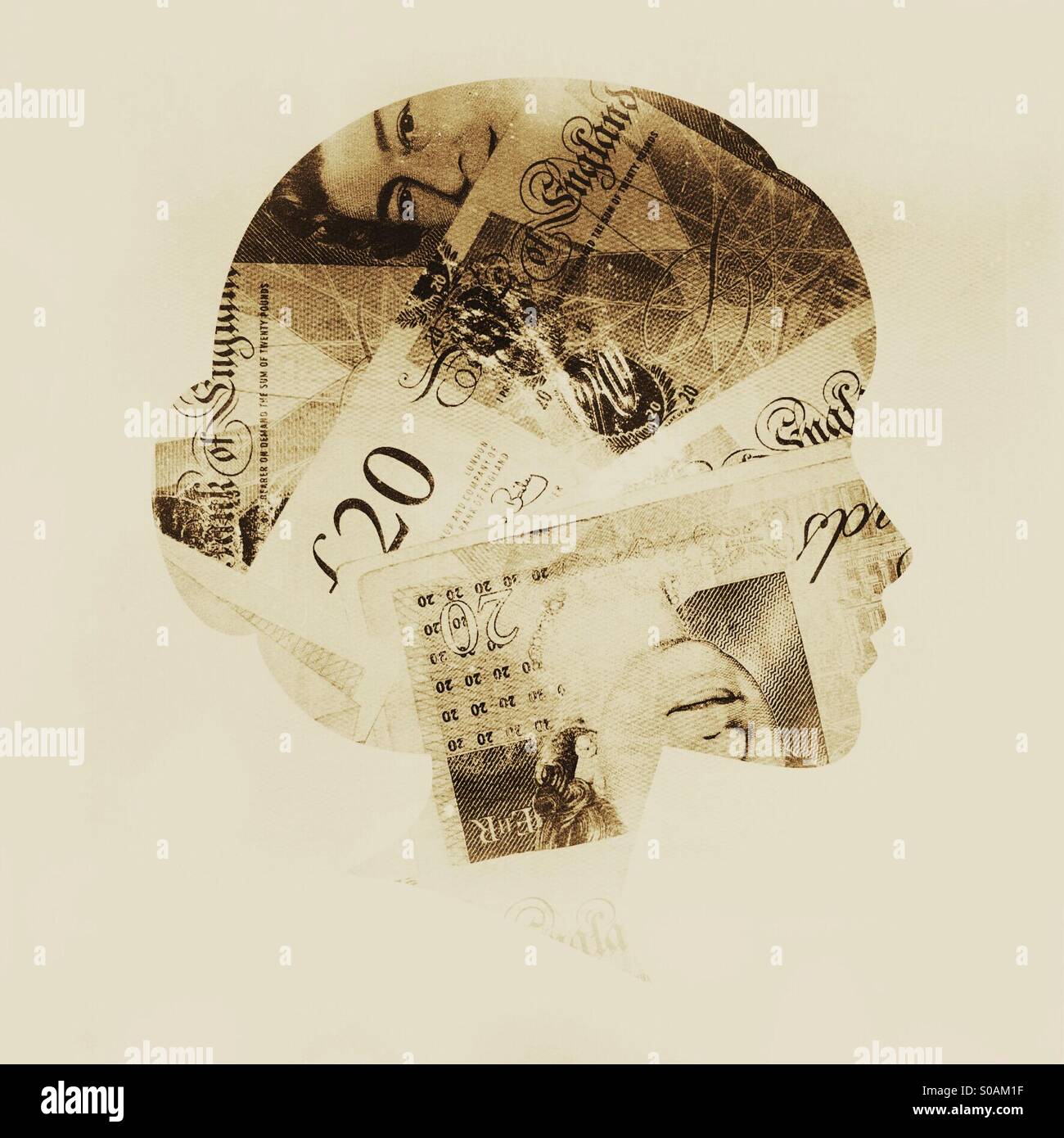 Woman silhouette with money Stock Photo - Alamy