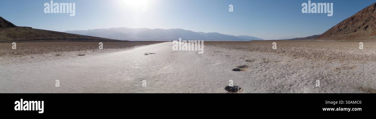 Death valley lowest point on earth panoramic Stock Photo - Alamy