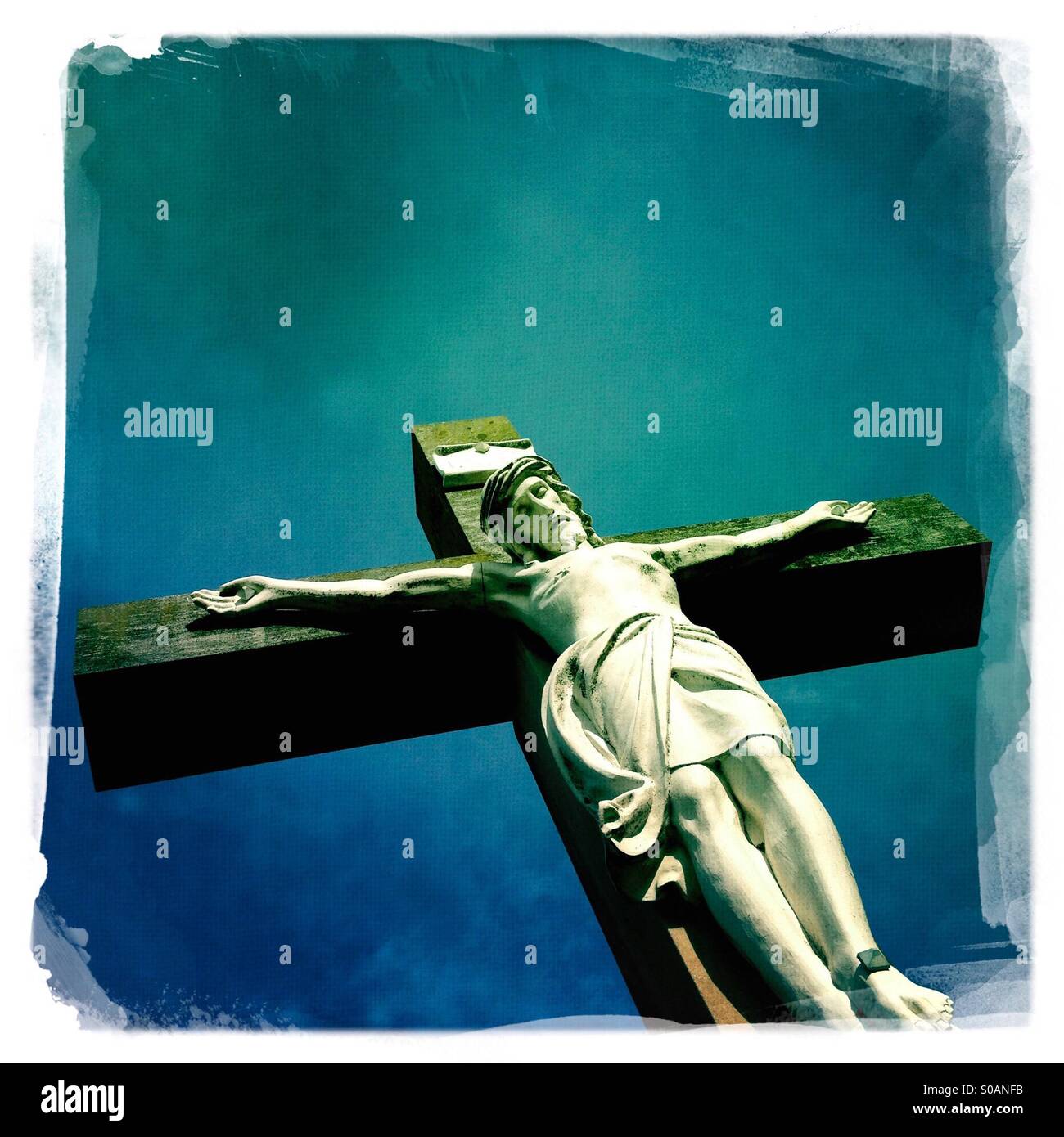 Jesus crucifix outside Catholic Church Stock Photo - Alamy