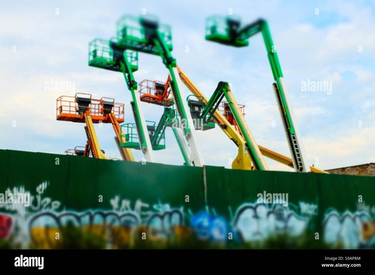 Cherry Pickers in yard, Greenpoint, Brooklyn Stock Photo - Alamy