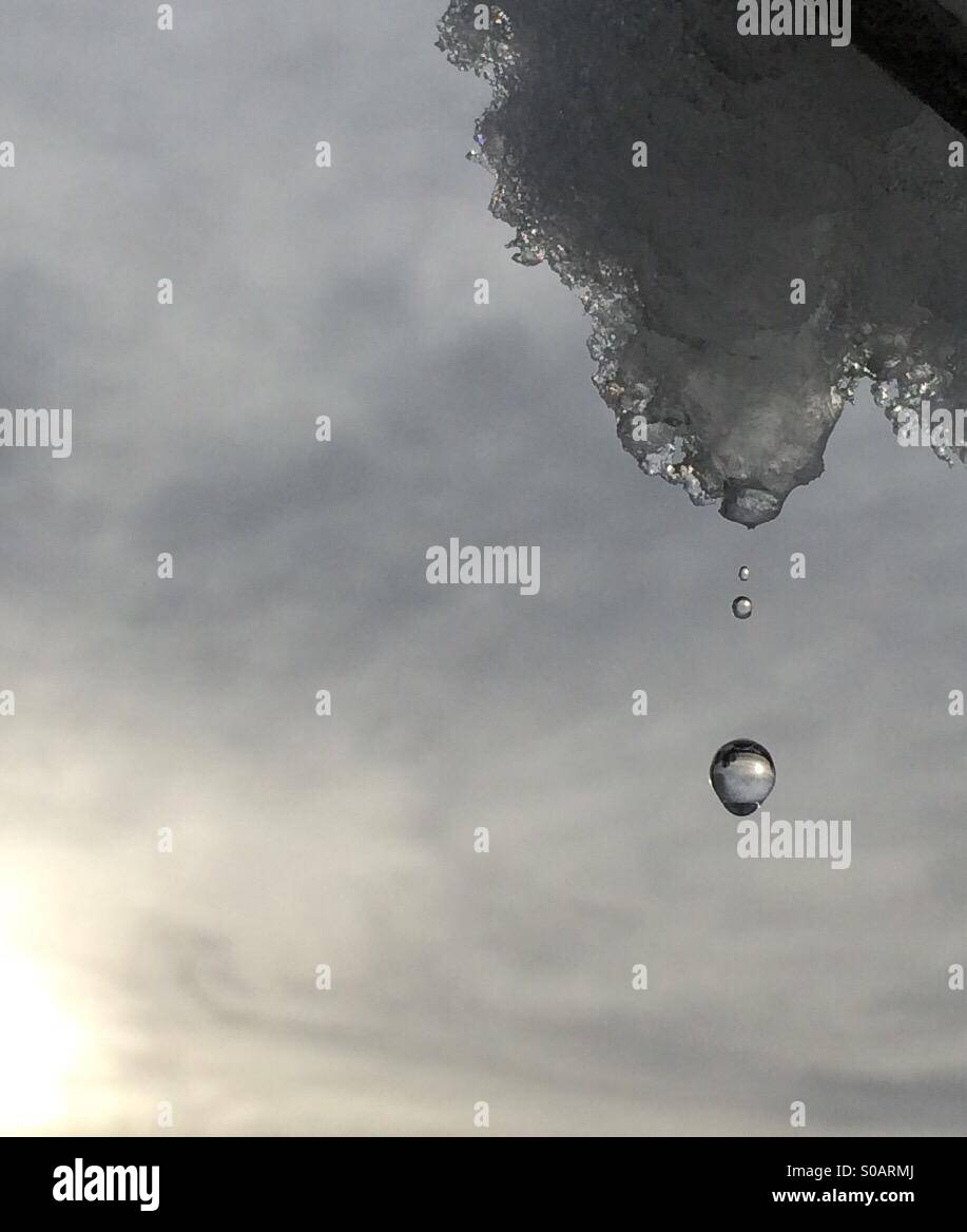 Drip drop, melting snow from the roof Stock Photo - Alamy