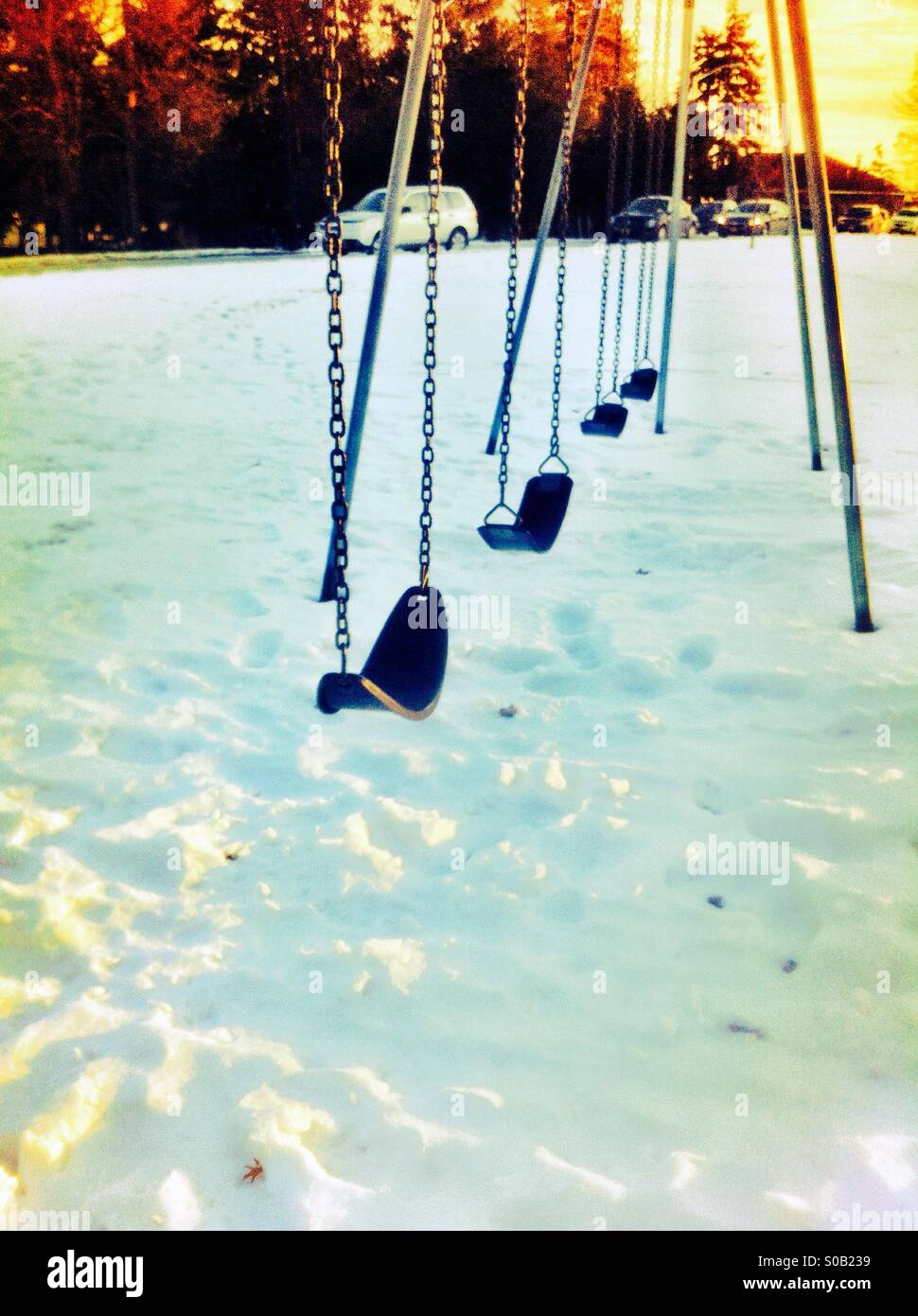 Swing set snow winter hi-res stock photography and images - Alamy