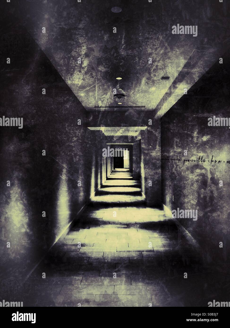 Long dark hallway Stock Photo - Alamy