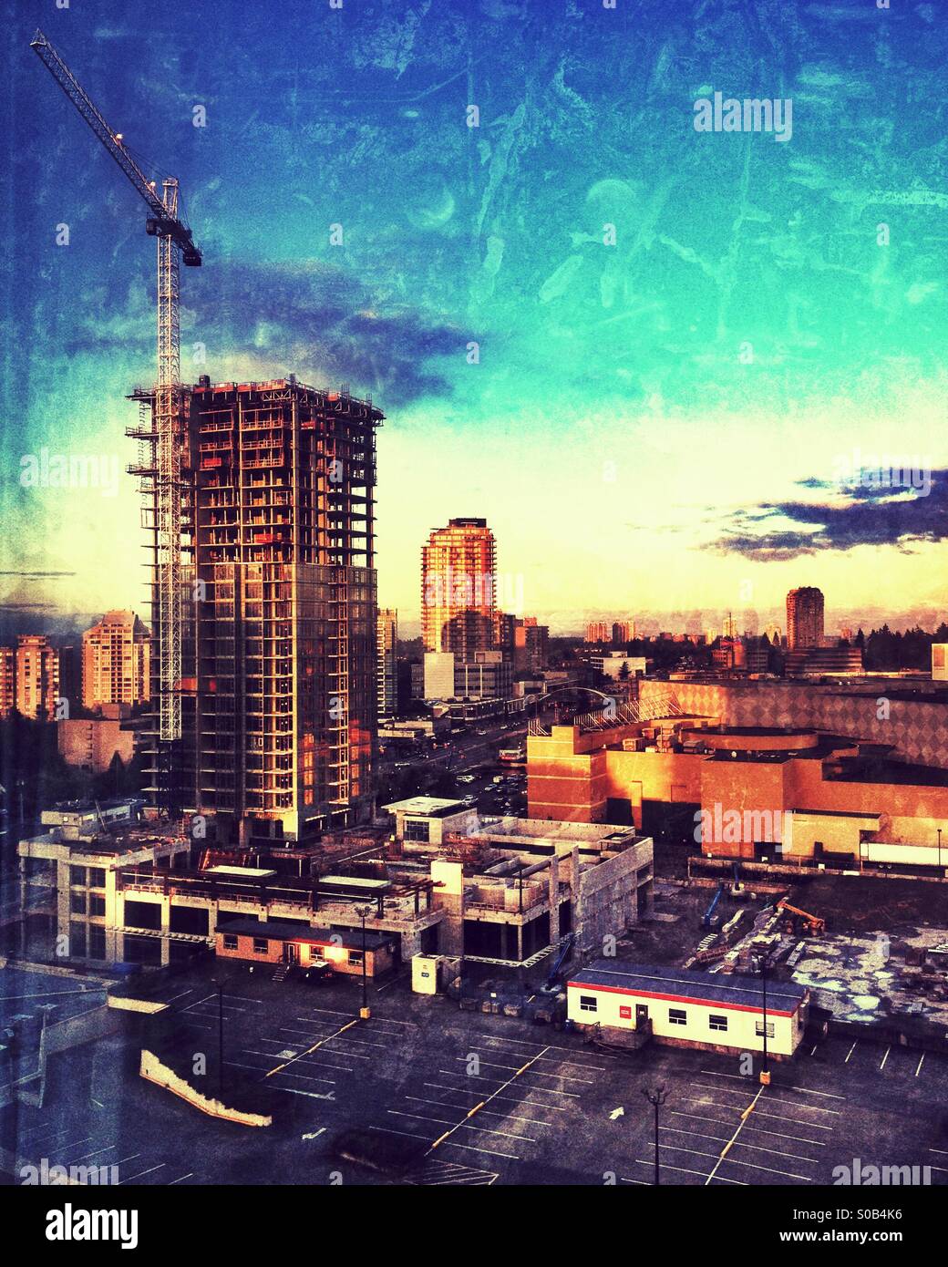 Building in construction in the early morning lights Stock Photo - Alamy