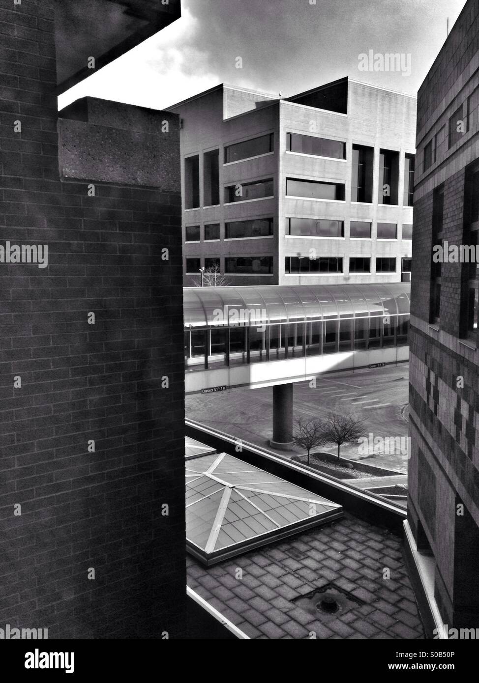 Architectural scene from a window (b/w contrast Stock Photo - Alamy
