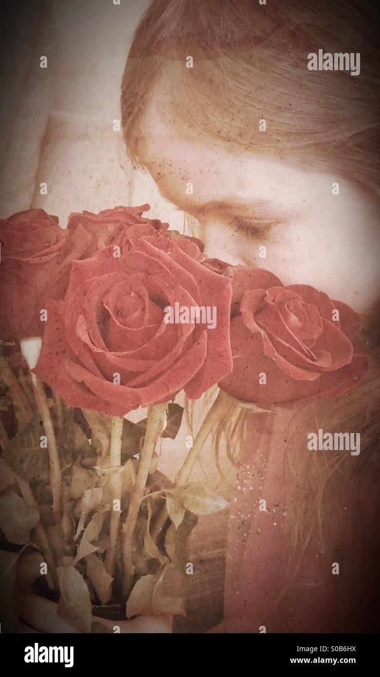 Girl Smelling Roses High Resolution Stock Photography and Images - Alamy
