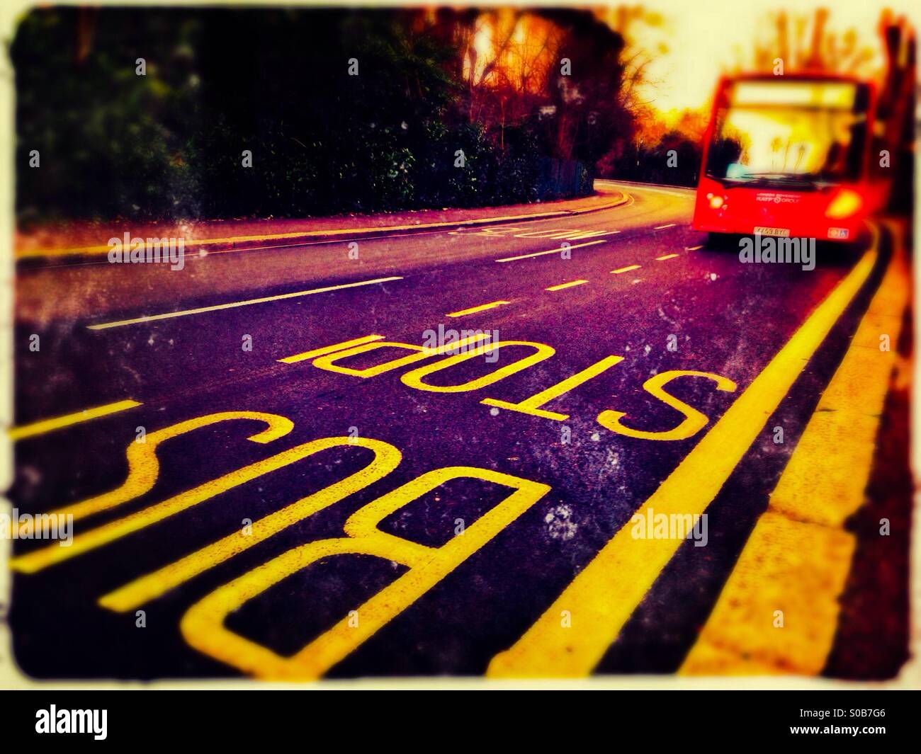 Bus stop route lines hi-res stock photography and images - Alamy