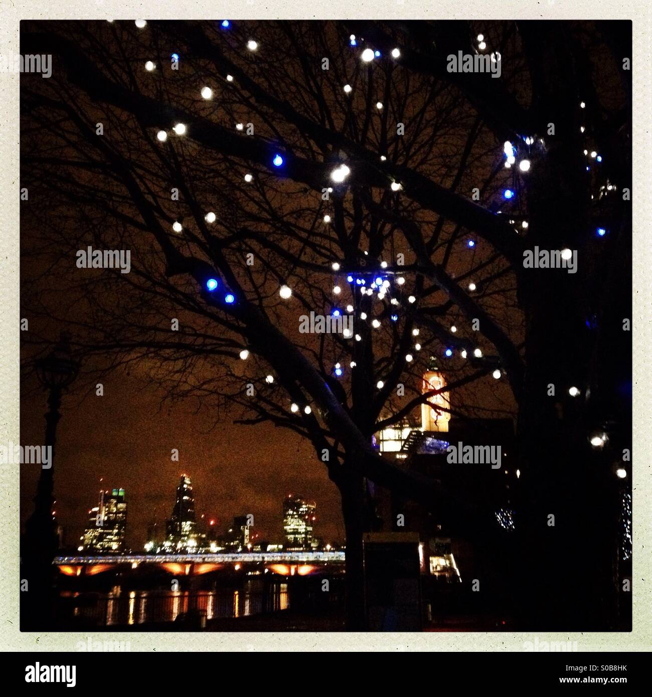 London South Bank on a wet February night Stock Photo - Alamy