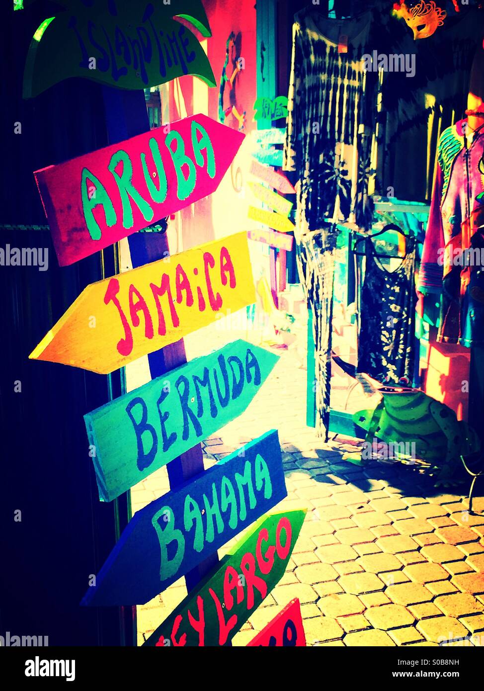 Tropical Destination signs Stock Photo - Alamy