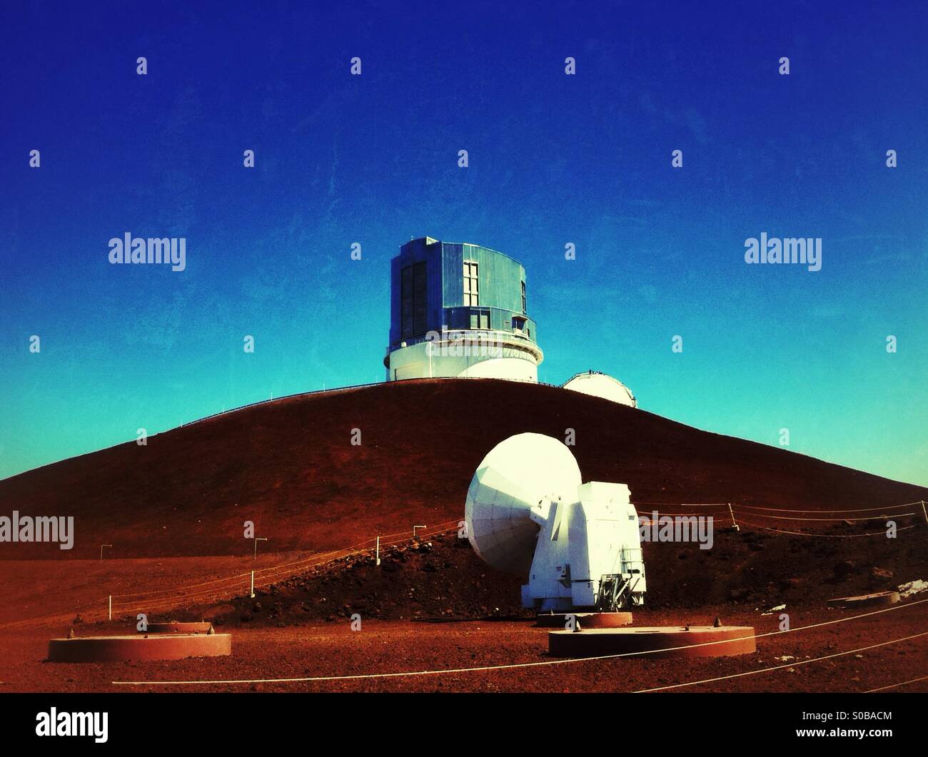 Telescopes on top of Mauna Kea observatory on big island in Hawaii ...