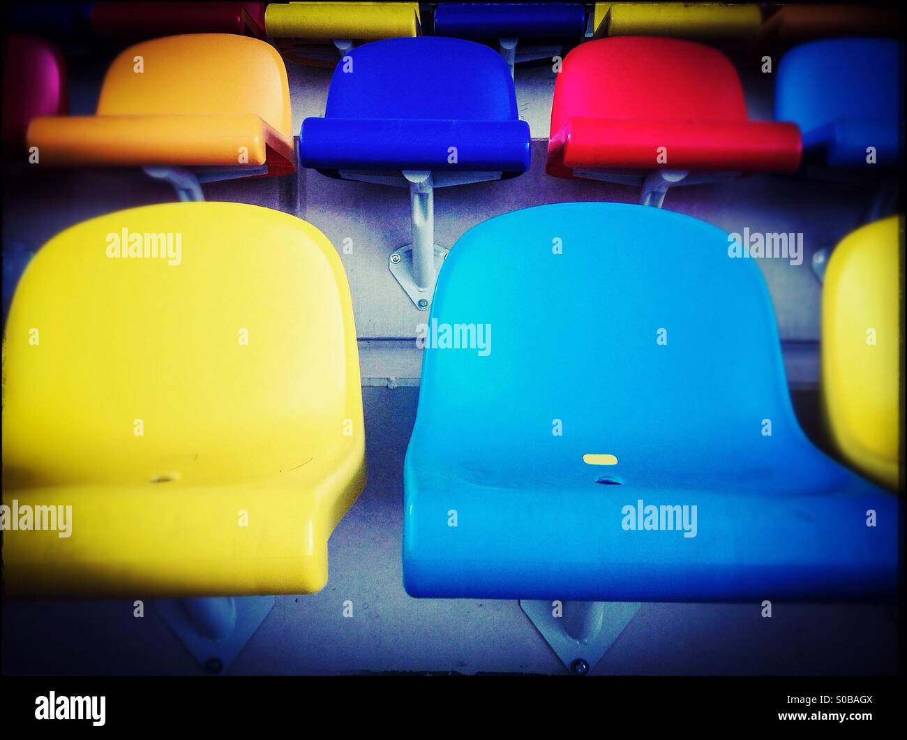 Colorful seats in a sport stadium Stock Photo - Alamy