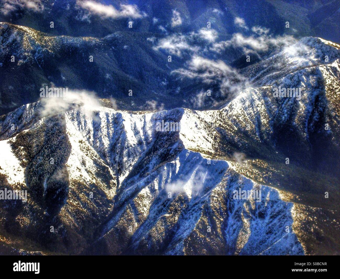 California mountain range from airplane Stock Photo - Alamy
