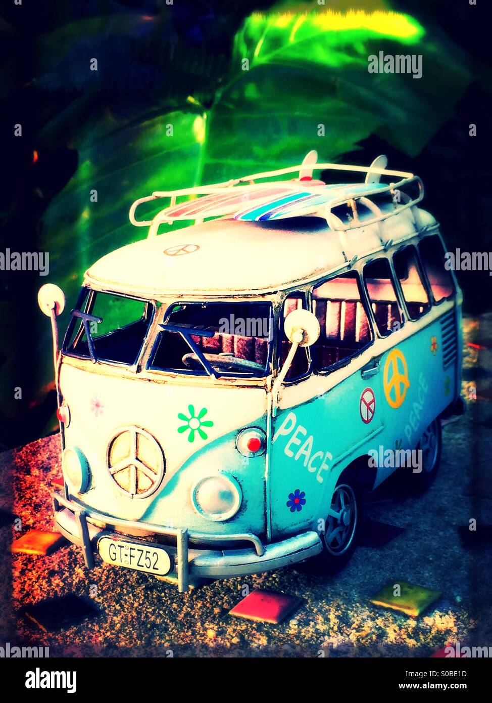 Vintage VW hippie bus model Stock Photo - Alamy